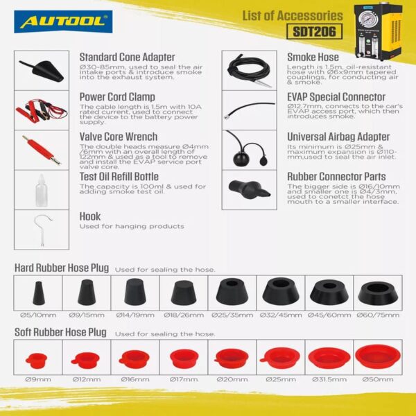 Autool SDT206 EVAP Smoke Leak Detector | Built-in Air Pump ...